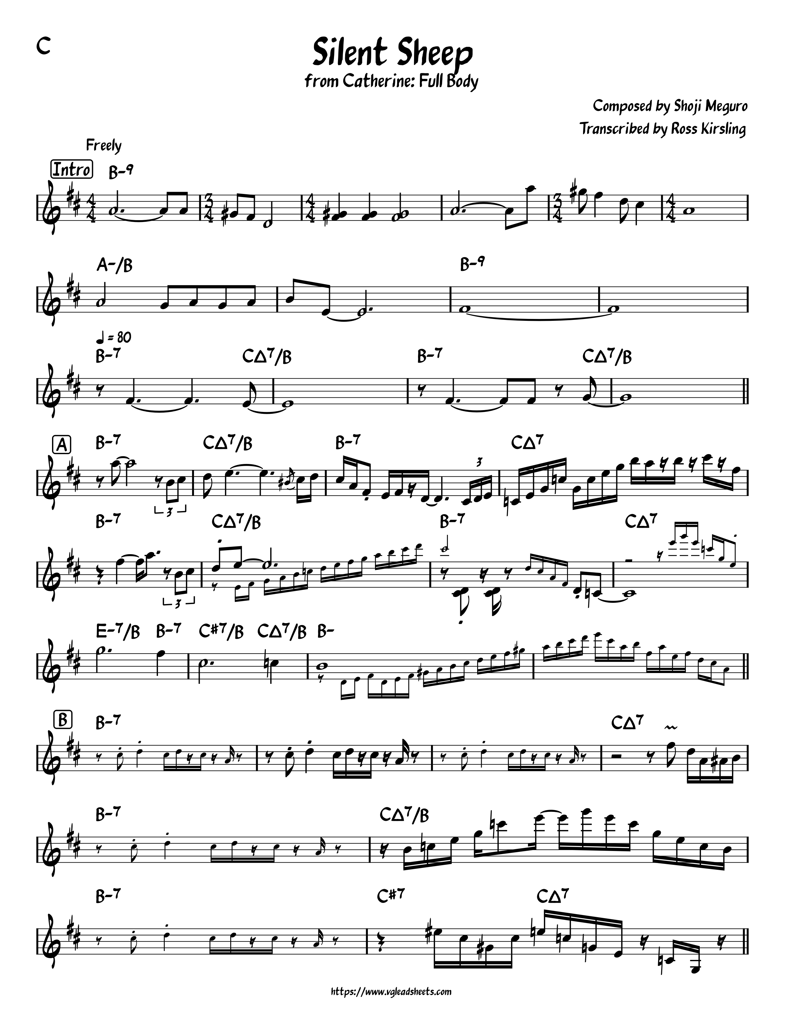 Catherine: Full Body - Silent Sheep | VGLeadSheets.com - Lead Sheets by ...