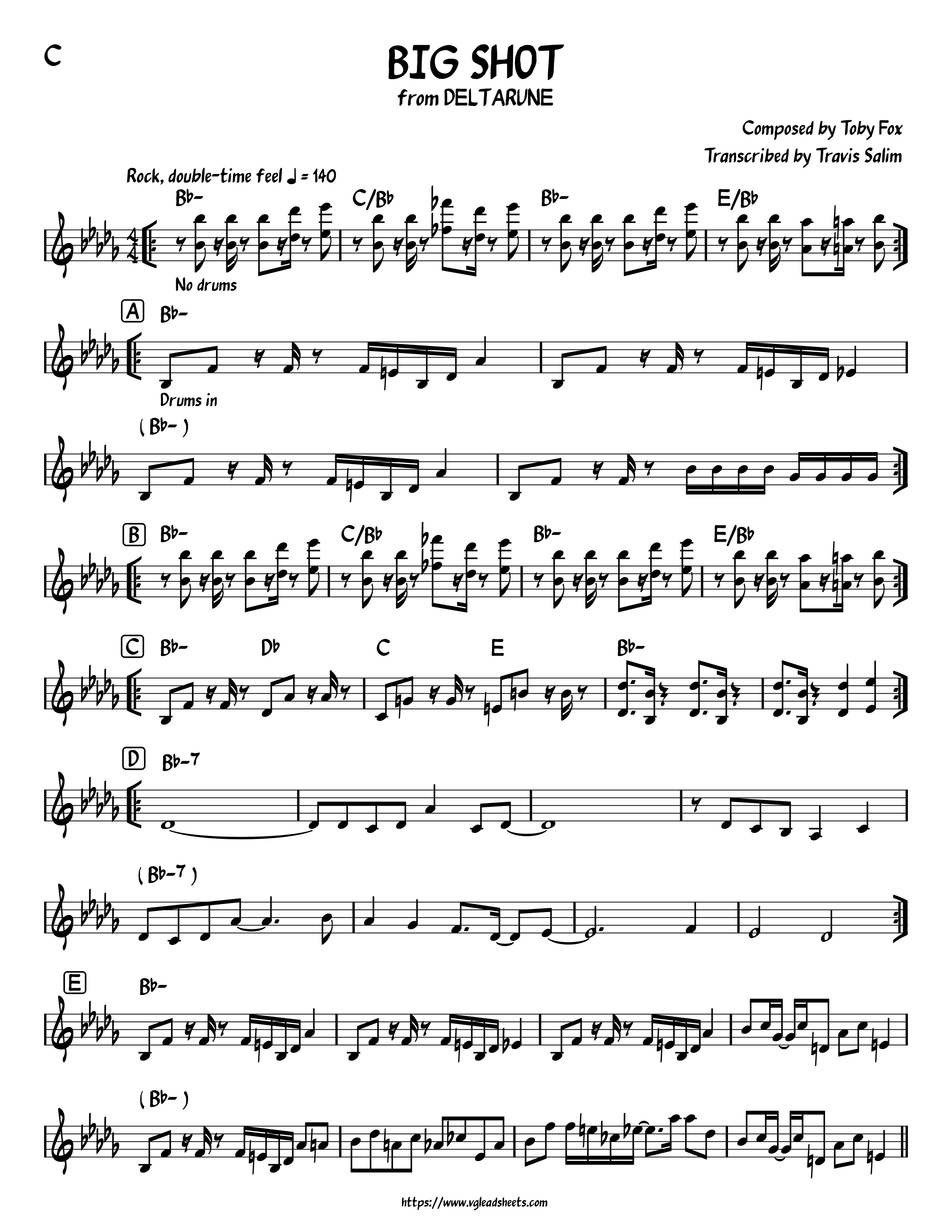 DELTARUNE - BIG SHOT | VGLeadSheets.com - Lead Sheets by Gamers, for ...