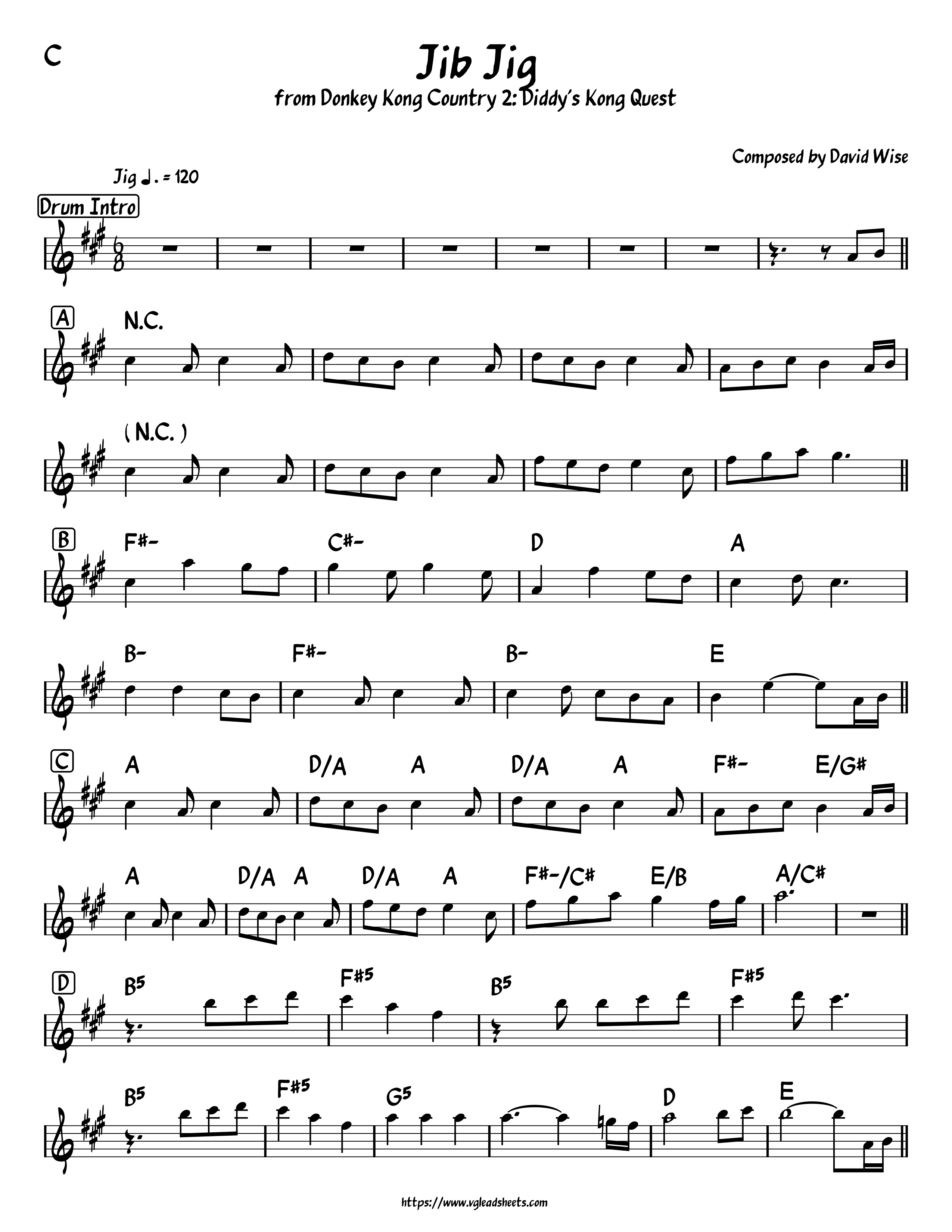 Donkey Kong Country 2: Diddy's Kong Quest - Jib Jig | VGLeadSheets.com ...