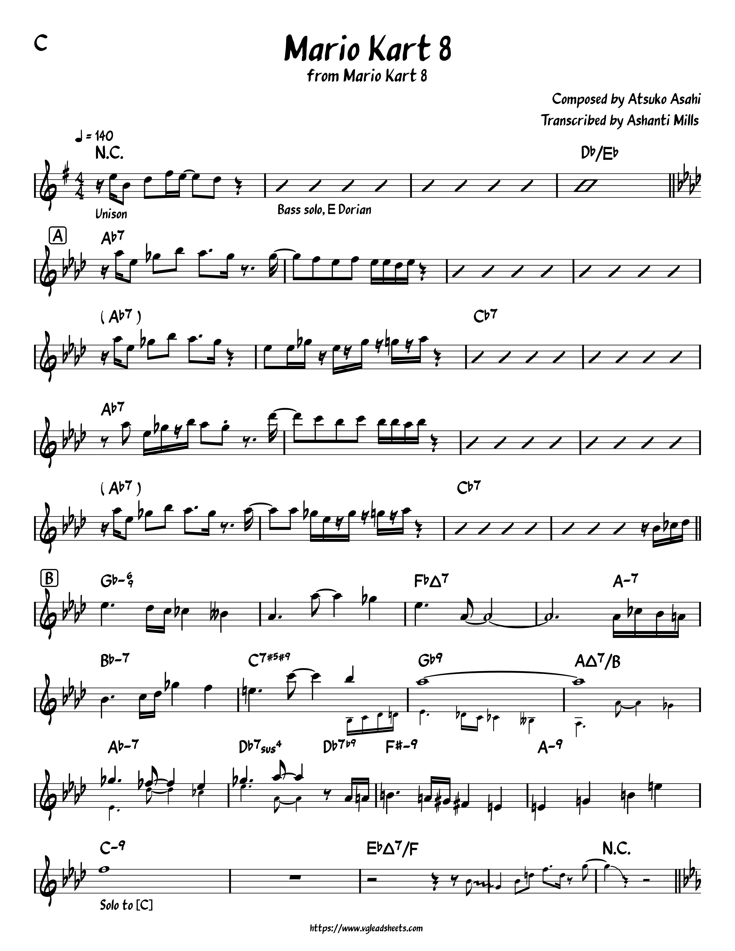 Mario Kart 8 - Mario Kart 8 | VGLeadSheets.com - Lead Sheets by Gamers ...