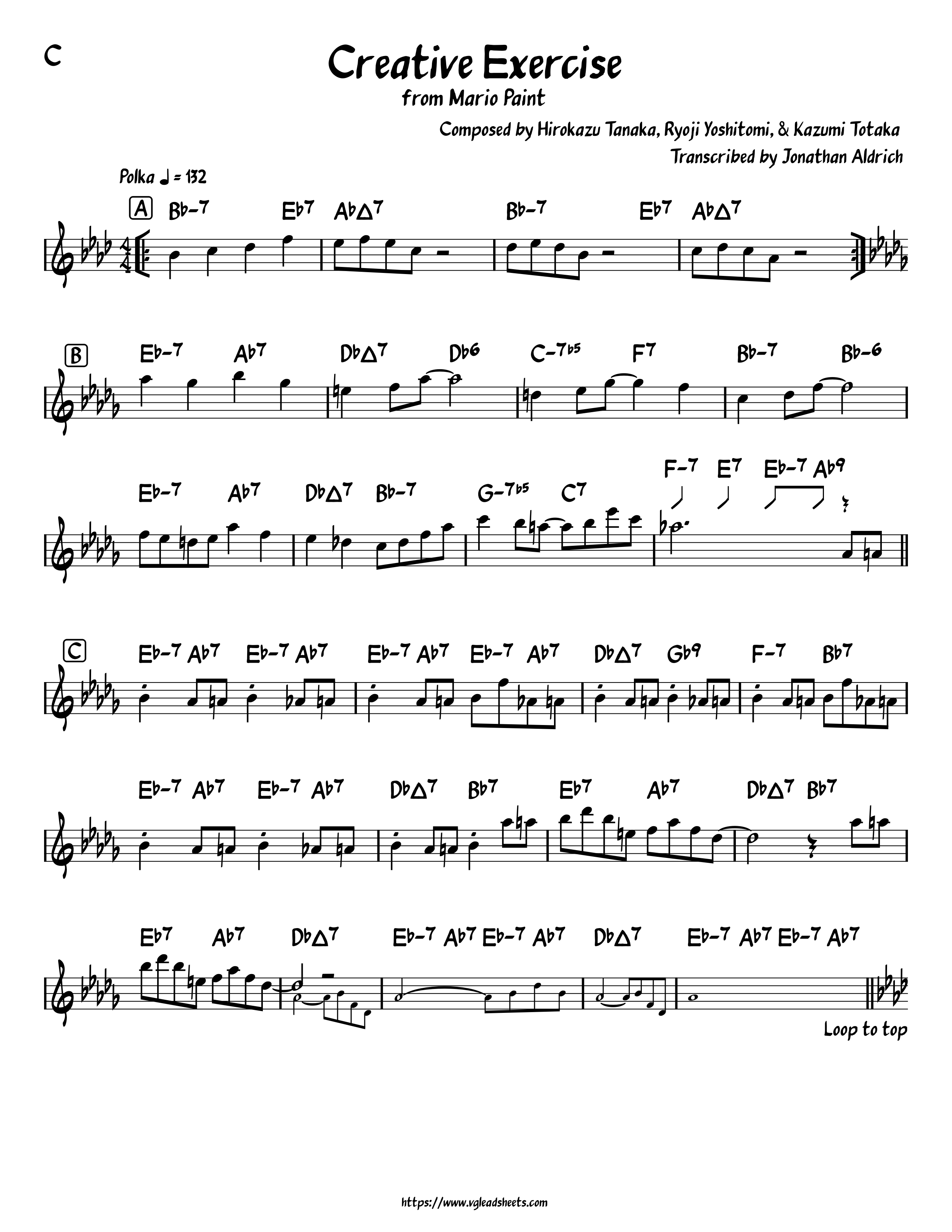 Mario Paint - Creative Exercise | VGLeadSheets.com - Lead Sheets by ...