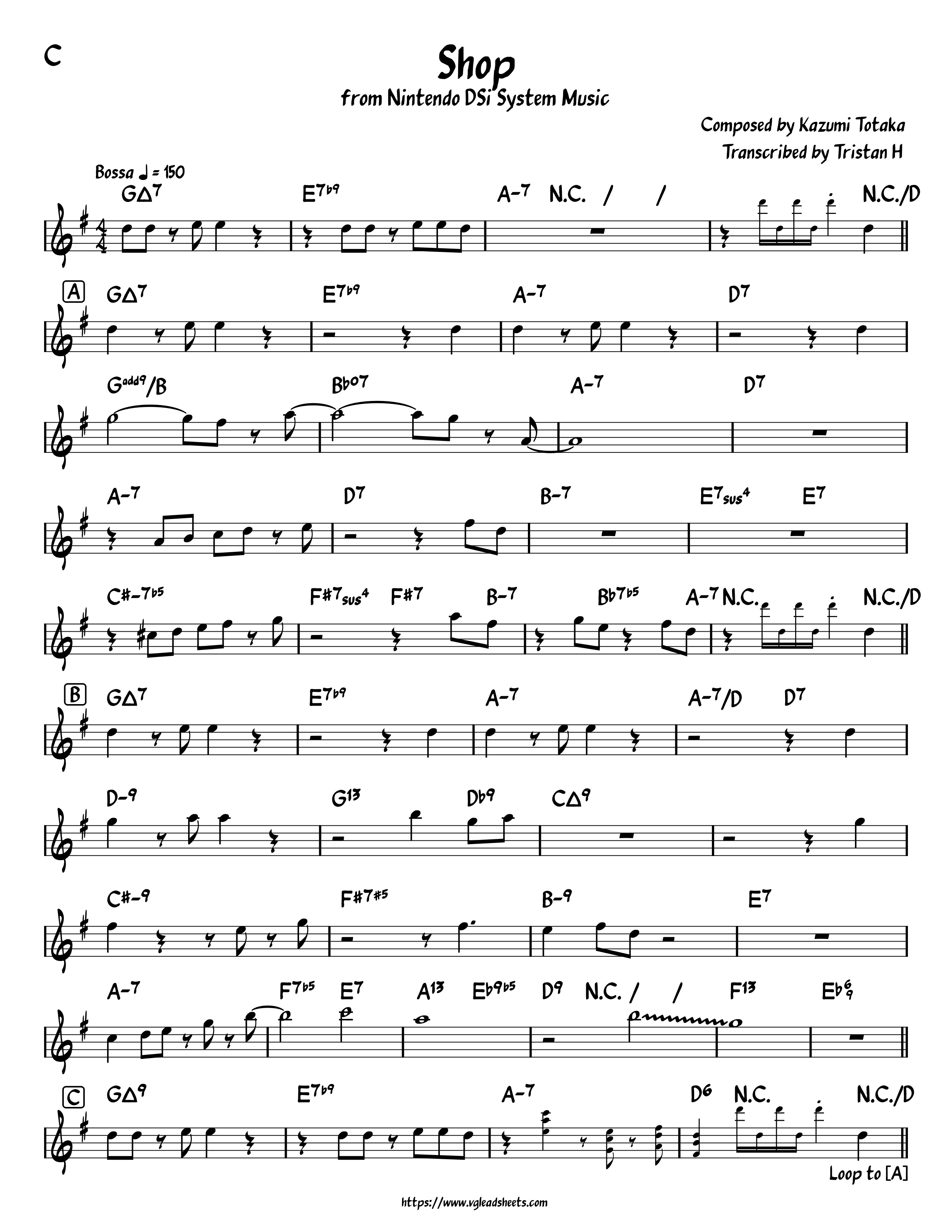 Nintendo DSi System Music - Shop | VGLeadSheets.com - Lead Sheets by ...