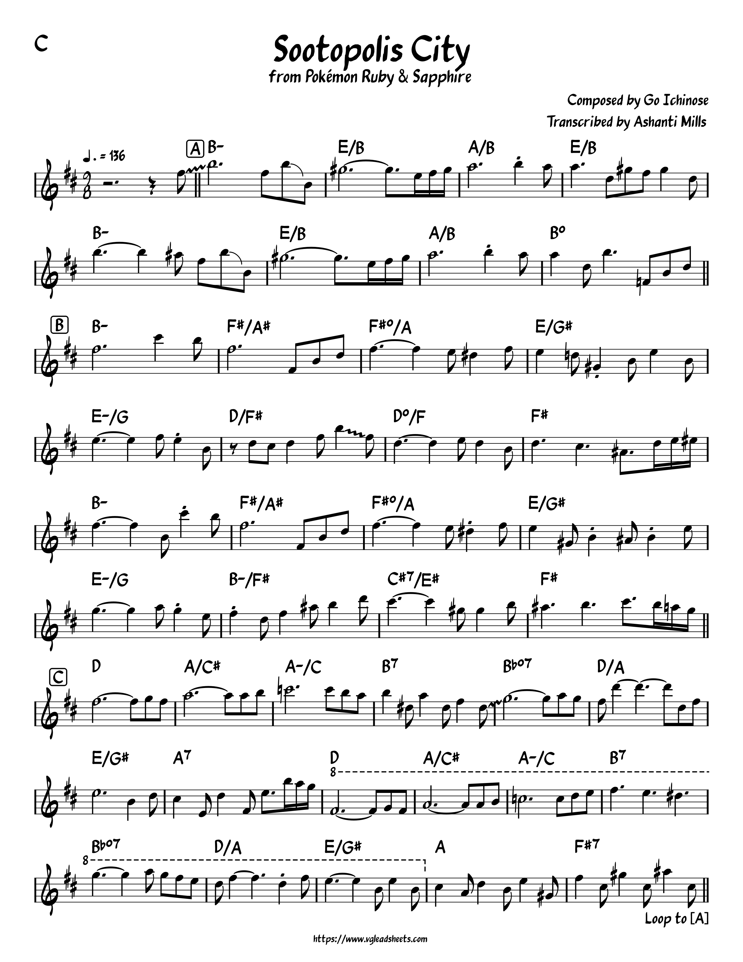 Pokémon Ruby & Sapphire - Sootopolis City | VGLeadSheets.com - Lead ...